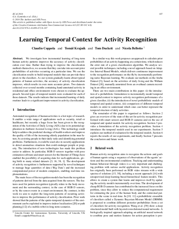 (PDF) Learning Temporal Context for Activity Recognition