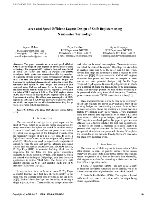 (PDF) Area and Speed Efficient Layout Design of Shift Registers using Nanometer Technology