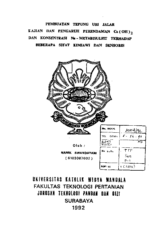 Pdf Pembuatan Tepung Ubi Jalar Kajian Dan Pengaruh Perendaman Ca Oh2 Dan Konsentrasi Na 