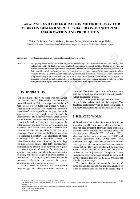 (PDF) Analysis and Configuration Methodology for Video on Demand ...