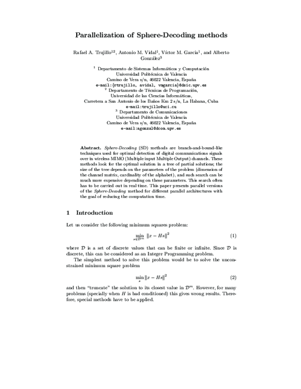 (PDF) Parallelization of sphere-decoding methods