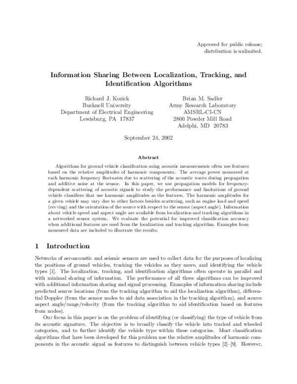 (PDF) Information sharing between localization, tracking, and identification algorithms