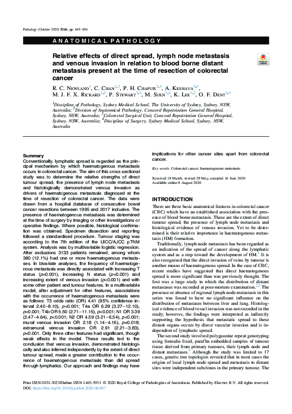 (PDF) Relative effects of direct spread, lymph node metastasis and ...