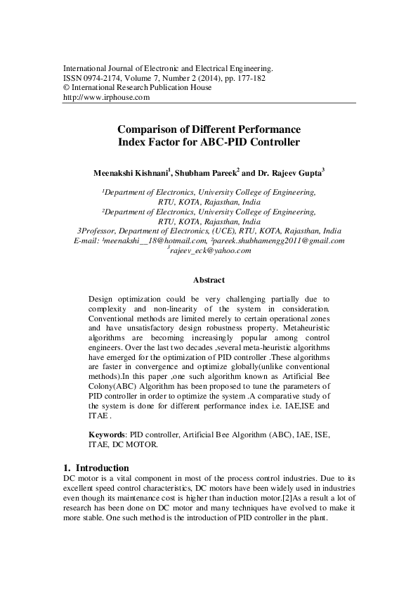 Pdf Comparison Of Different Performance Index Factor For Ga Pid Controller
