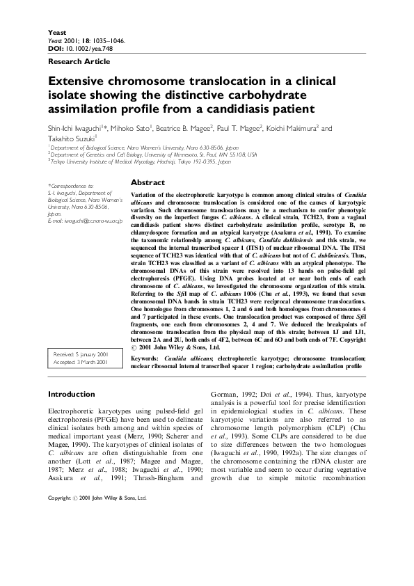 (PDF) Extensive chromosome translocation in a clinical isolate showing ...