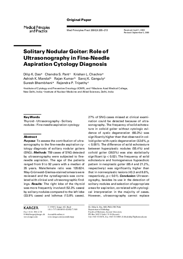 (PDF) Solitary Nodular Goiter: Role of Ultrasonography in Fine-Needle ...