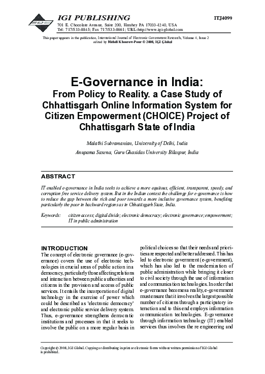 (PDF) E-Governance in India
