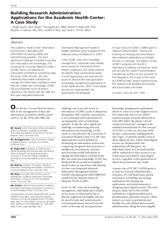 (PDF) Building Research Administration Applications for the Academic ...