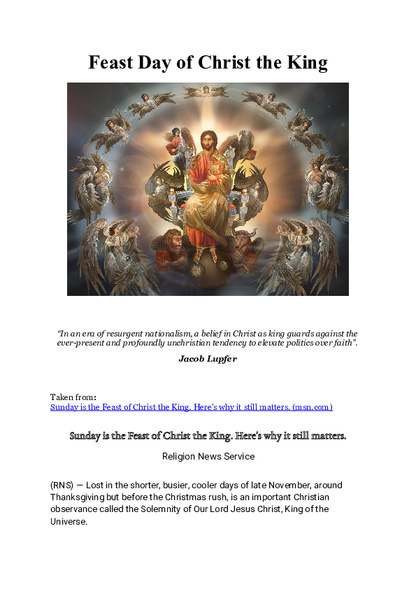 (DOC) Feast Day of Christ the King