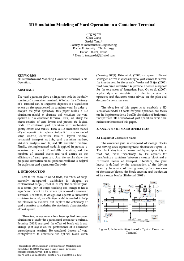Pdf 3d Simulation Modeling Of Yard Operation In A Container Terminal Guolei Tang 5006