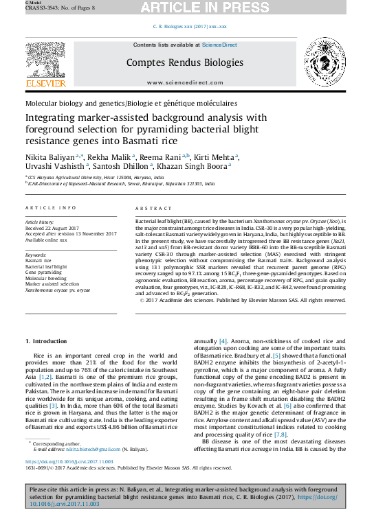 (PDF) Integrating marker assisted background analysis with foreground ...