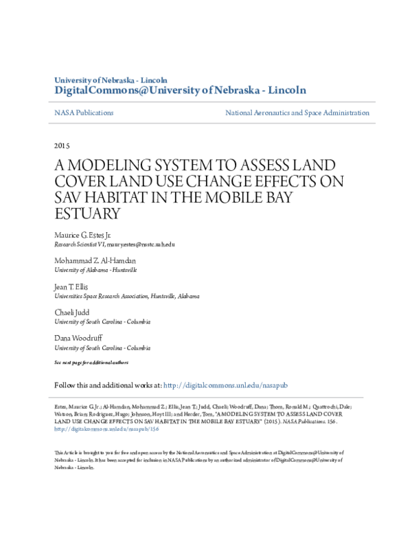 (PDF) A Modeling System to Assess Land Cover Land Use Change Effects on ...