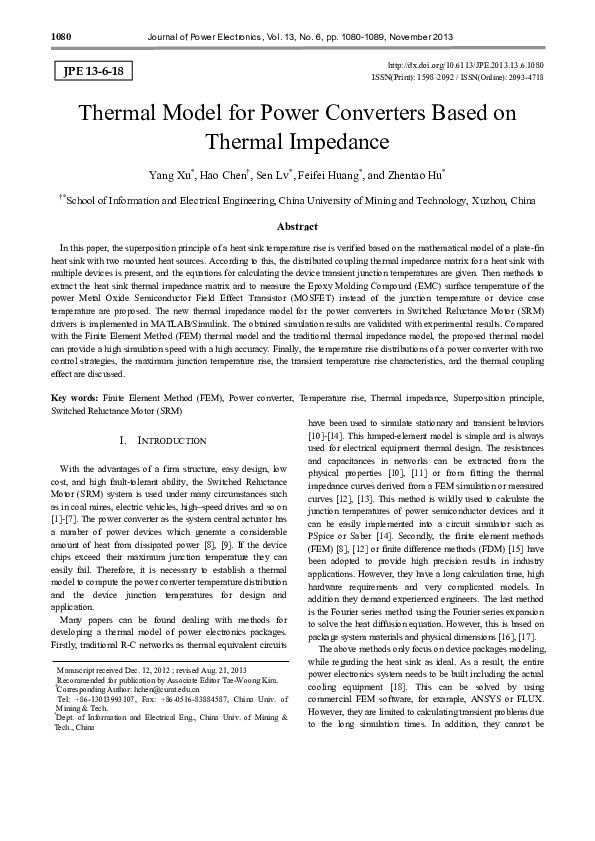 (PDF) Thermal Model for Power Converters Based on Thermal Impedance