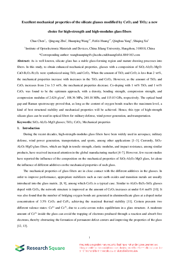 (PDF) Excellent Mechanical Properties of the Silicate Glasses Modified ...