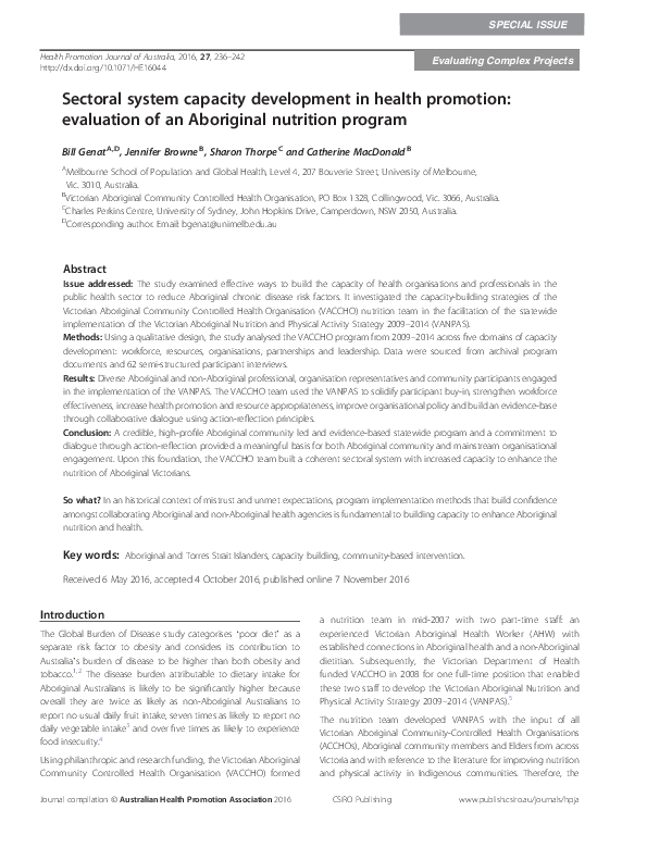(PDF) Sectoral system capacity development in health promotion ...