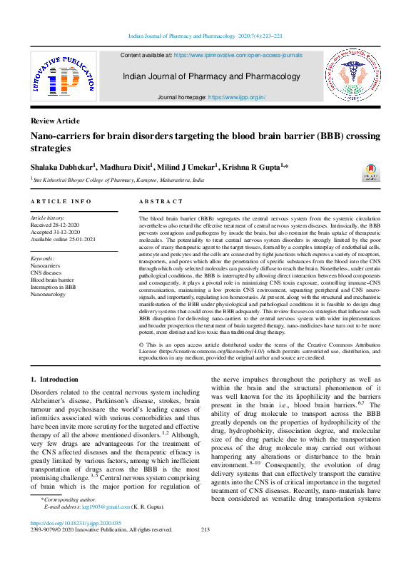 (PDF) Nano-carriers for brain disorders targeting the blood brain ...