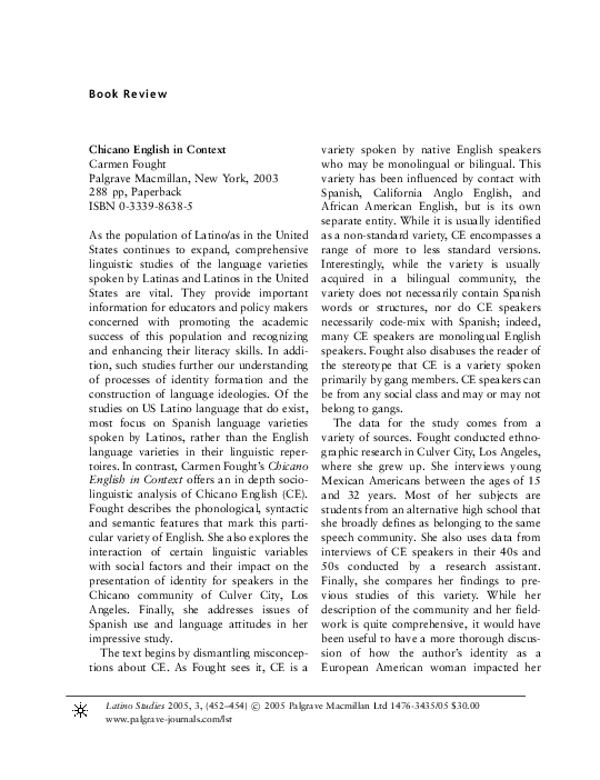 (PDF) Chicano English In Context