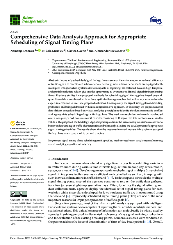 Pdf Comprehensive Data Analysis Approach For Appropriate Scheduling Of Signal Timing Plans