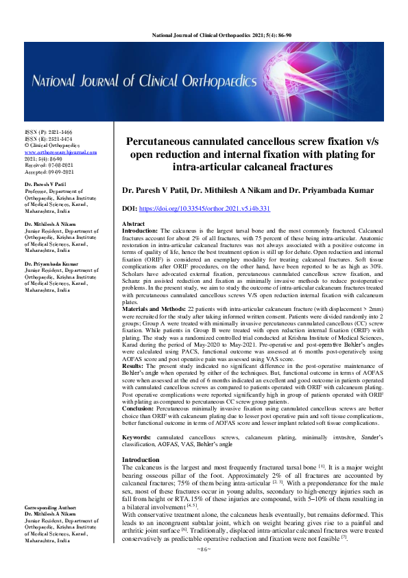 (PDF) Percutaneous cannulated cancellous screw fixation v/s open ...