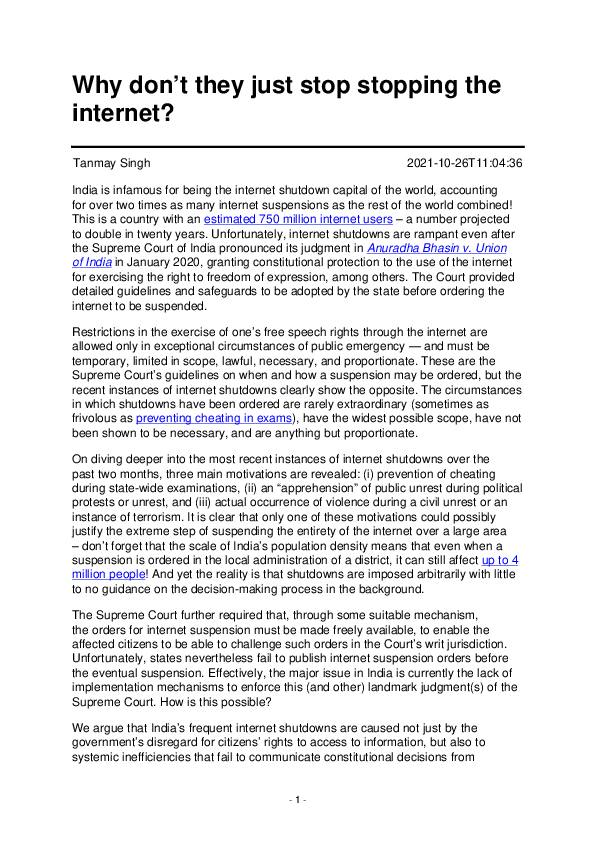 (PDF) Why don't they just stop stopping the internet?