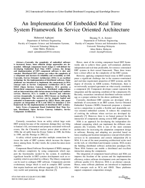 Pdf An Implementation Of Embedded Real Time System Framework In
