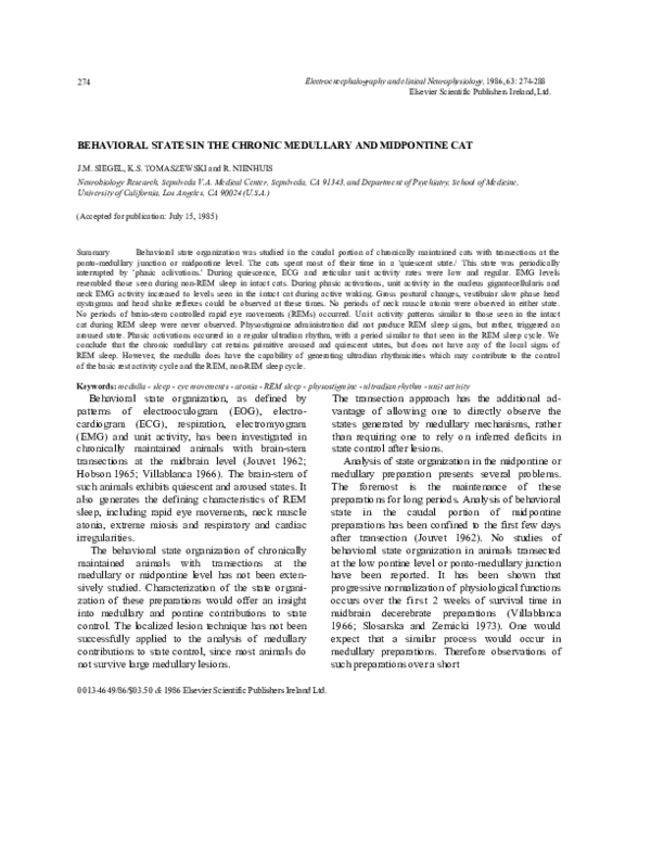 (PDF) Behavioral states in the chronic medullary and midpontine cat
