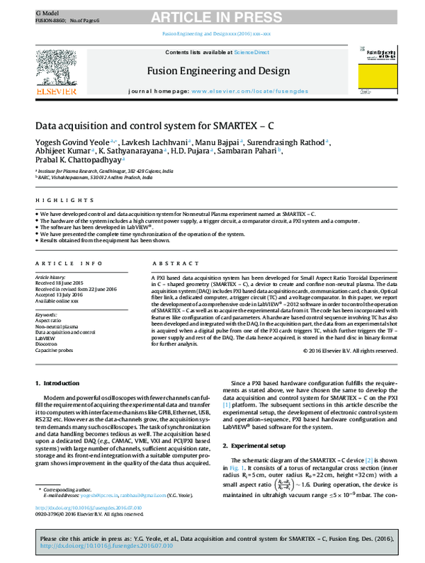 (PDF) Data acquisition and control system for SMARTEX – C