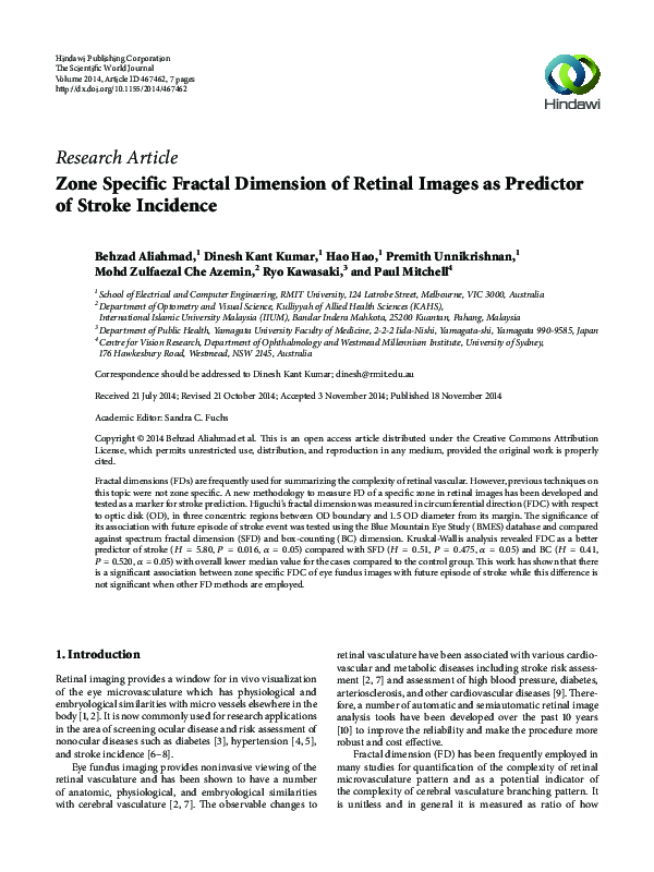 (PDF) Zone specific fractal dimension of retinal images as predictor of ...
