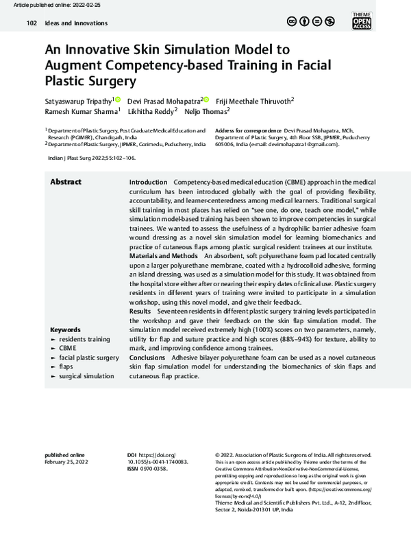 (PDF) An Innovative Skin Simulation Model to Augment Competency-based ...