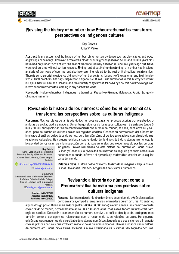 (PDF) Revising the history of number: how Ethnomathematics transforms ...