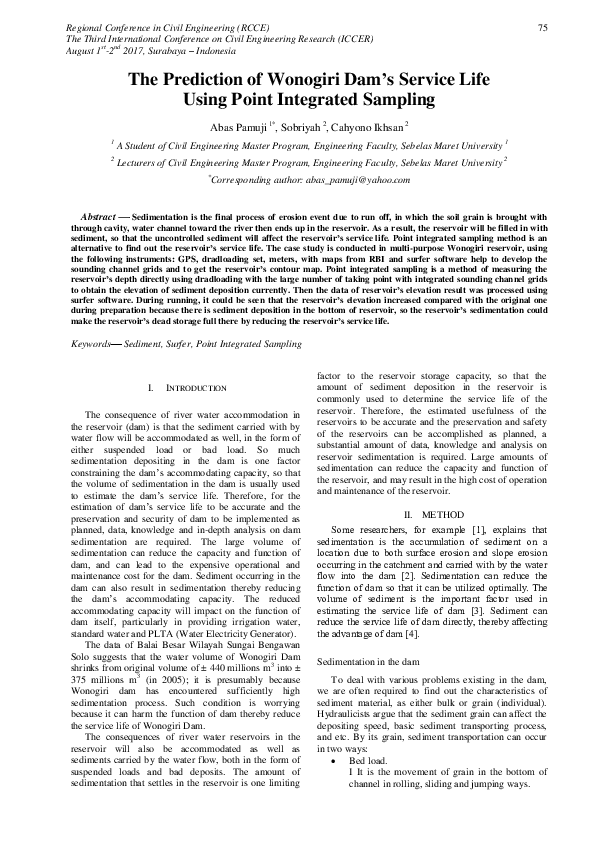 (PDF) The Prediction of Wonogiri Dam’s Service Life Using Point ...