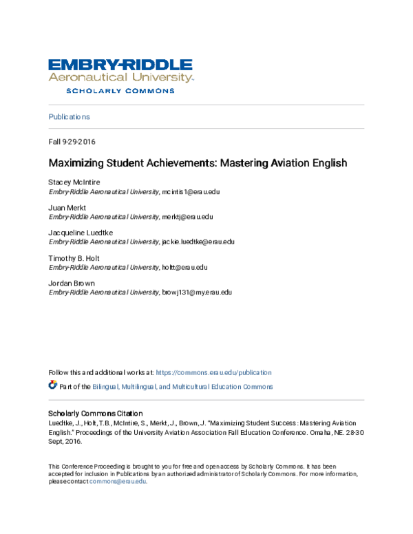 (PDF) Maximizing Student Achievements: Mastering Aviation English