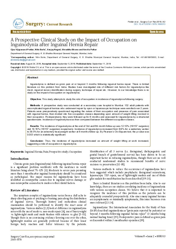 (PDF) A Prospective Clinical Study on the Impact of Occupation on ...