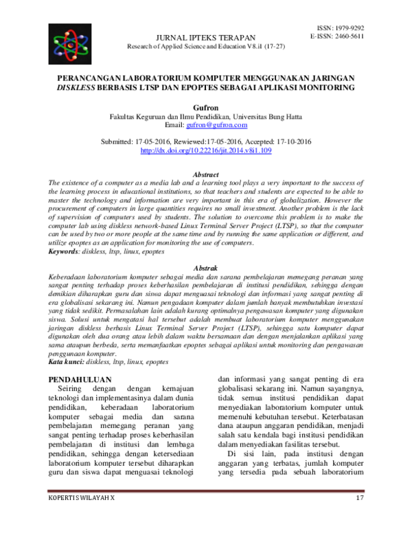 (PDF) Perancangan Laboratorium Komputer Menggunakan Jaringan Diskless ...