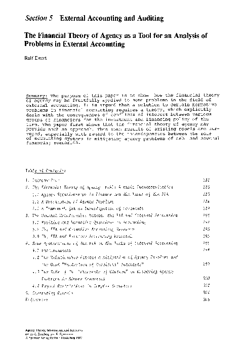 (PDF) The Financial Theory of Agency as a Tool for an Analysis of ...