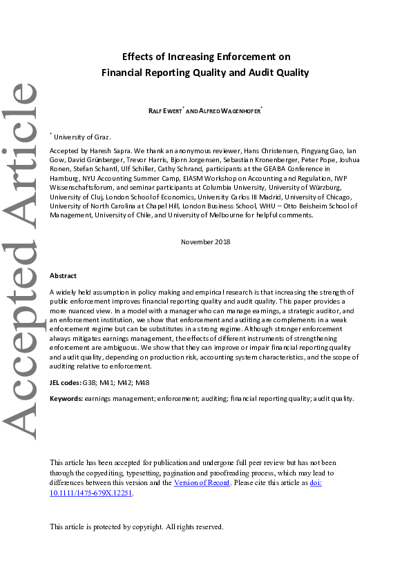 (PDF) Effects of Increasing Enforcement on Financial Reporting Quality ...