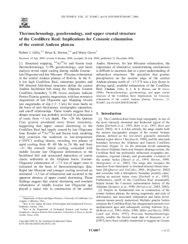 (PDF) Thermochronology, geochronology, and upper crustal structure of ...