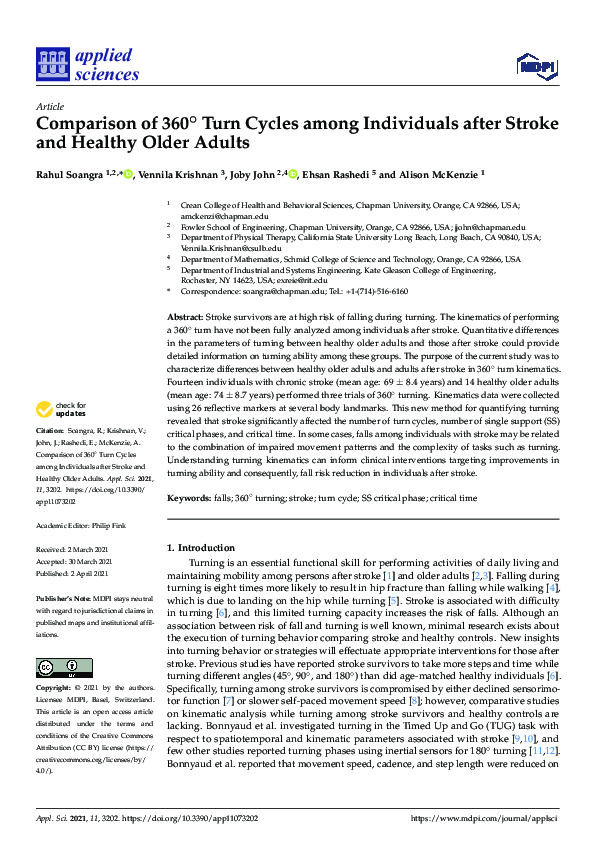 (PDF) Comparison of 360° Turn Cycles among Individuals after Stroke and ...