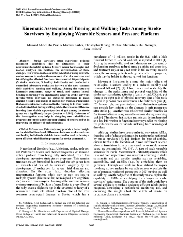 (PDF) Kinematic Assessment of Turning and Walking Tasks Among Stroke ...