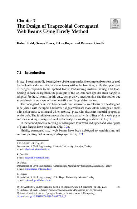 (PDF) The Design of Trapezoidal Corrugated Web Beams Using Firefly Method