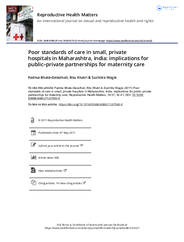 (PDF) Poor standards of care in small, private hospitals in Maharashtra ...