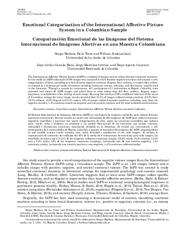 (PDF) Emotional Categorization of the International Affective Picture ...