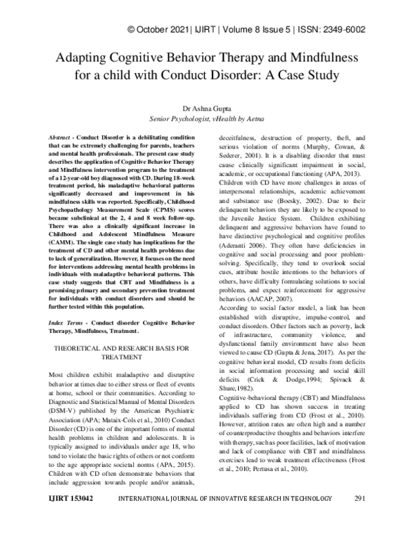 (PDF) Adapting Cognitive Behavior Therapy and Mindfulness for a child ...