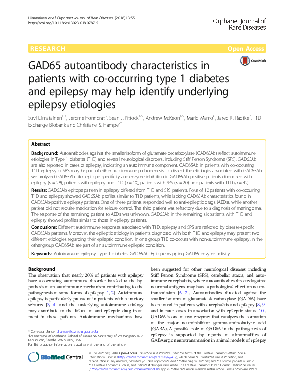 (PDF) GAD65 autoantibody characteristics in patients with co-occurring ...
