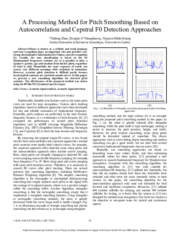 Pdf A Processing Method For Pitch Smoothing Based On Autocorrelation