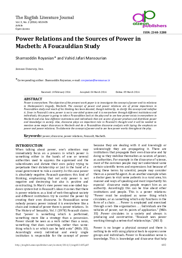 (PDF) Power Relations and the Sources of Power in Macbeth: A ...