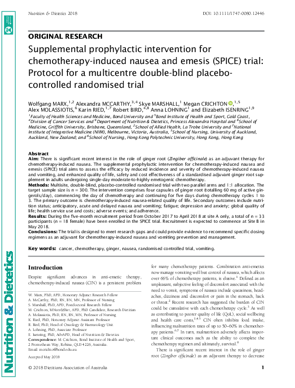 (PDF) Supplemental prophylactic intervention for chemotherapy-induced ...