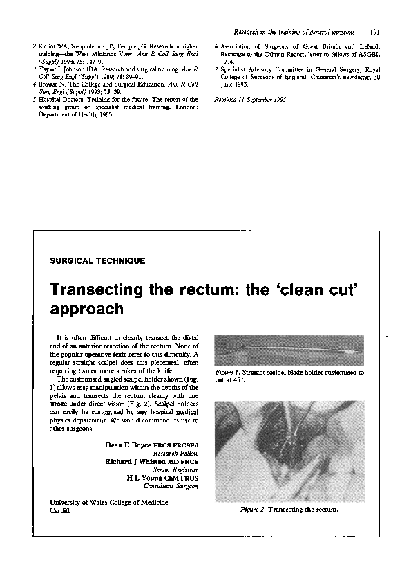 (PDF) Transecting the rectum: the 'clean cut' approach