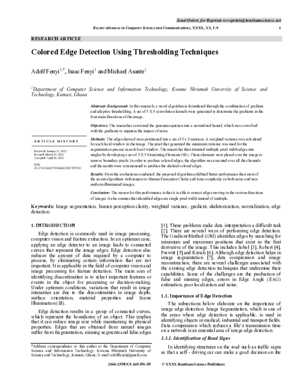 Pdf Colored Edge Detection Using Thresholding Techniques