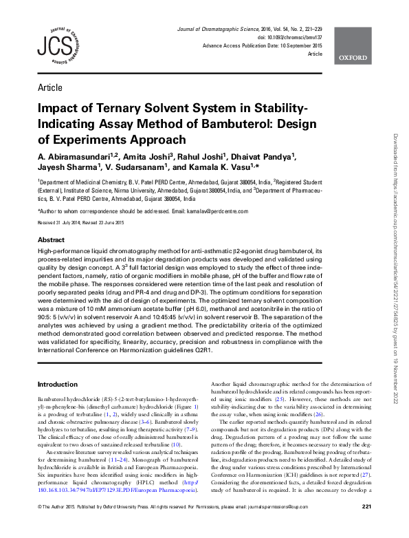 (PDF) Impact of Ternary Solvent System in Stability-Indicating Assay ...